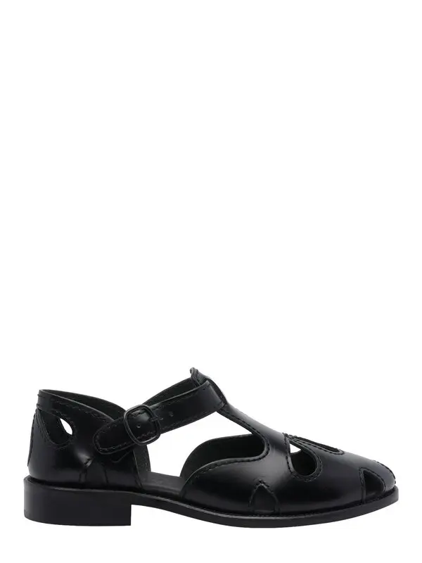 Hereu Floreta Slim Sandals In Calf Leather - Black