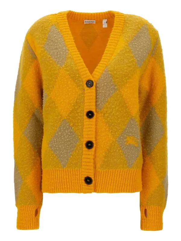 Burberry Argyle V-neck Cardigan - Multicolor