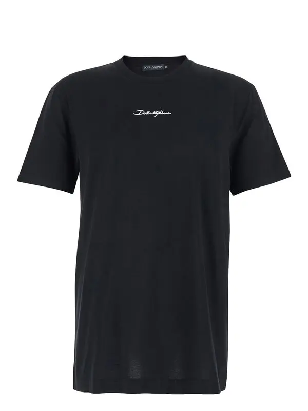 Dolce & Gabbana T-shirt 'g8rn8zg7p0cn0000' With Logo On The Front In Cotton For - Black