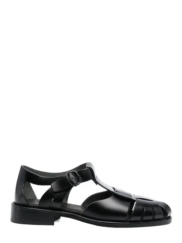 Hereu Calf Leather Caged Sandals - Black