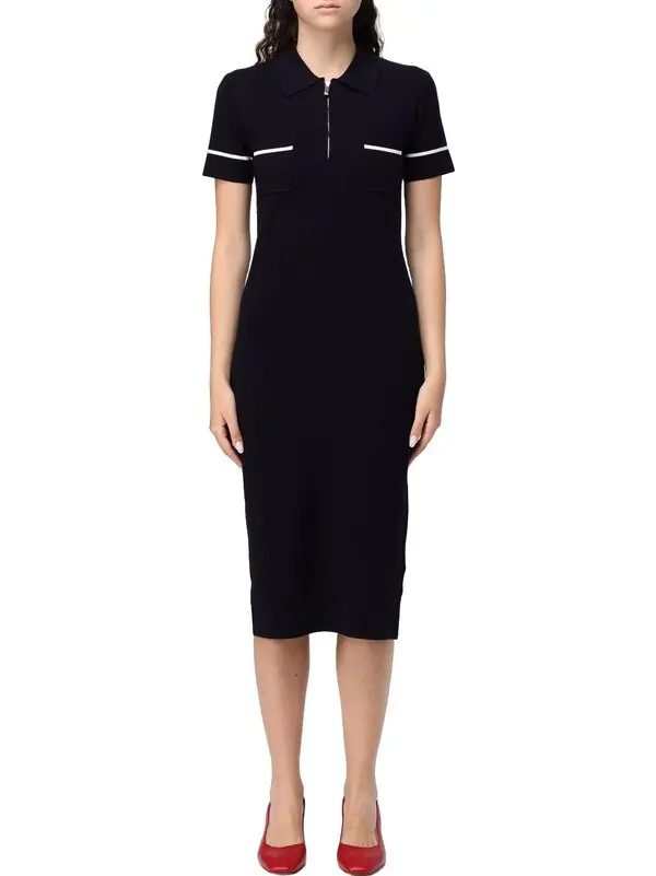 Max Mara Silk Dress With Floral Embroidery - Blue