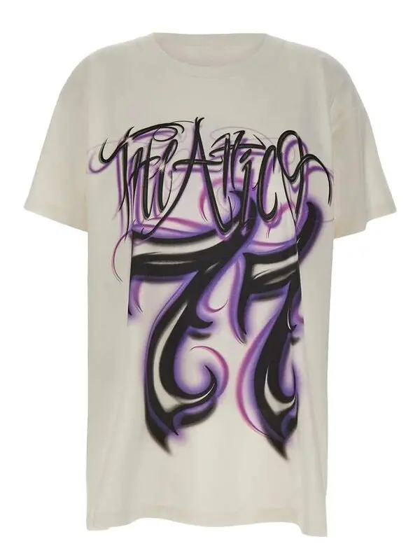 Attico Crewneck Short Sleeve T-shirt - Cream