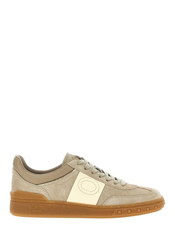 Valentino Garavani Upvillage" Suede Sneakers With Embossed Logo - Cream