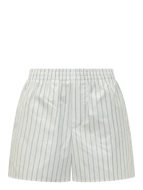 Ami Elasticated Striped Cotton Popeline Shorts - White