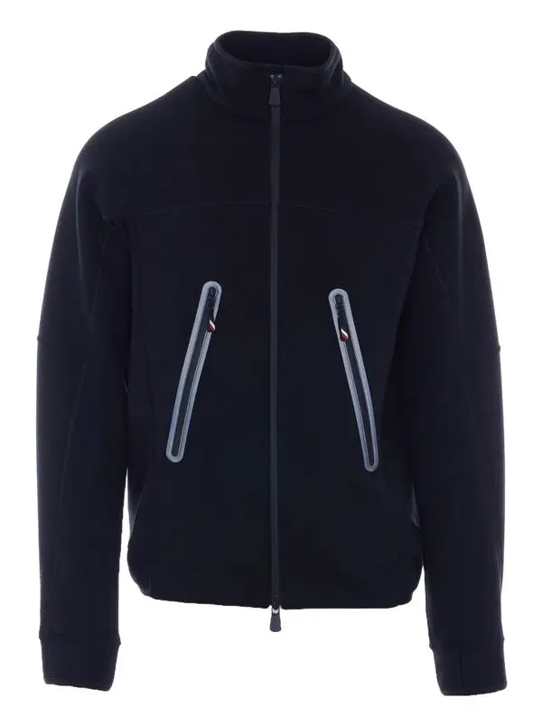 Moncler Long-sleeve Zip-up Cardigan With Logo - Black