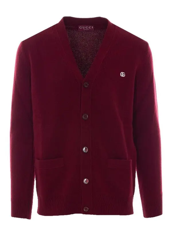 Gucci Embroidered Double G Cardigan - Red