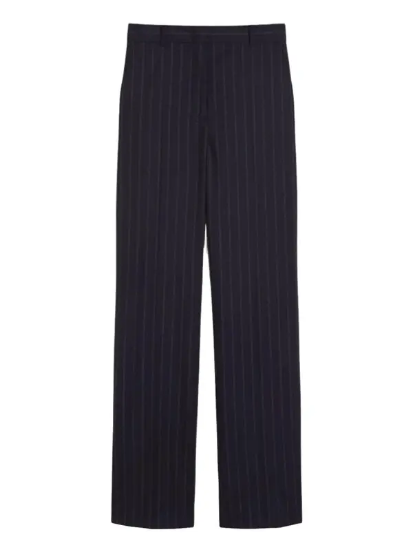 Max Mara Tailored Pinstriped Wool Trousers - Blue