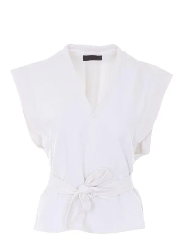 LEMAIRE Sleeveless V-neck Top With Belted Bow Detail - White