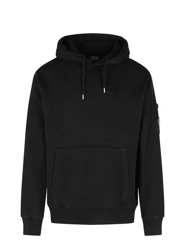 C.P. COMPANY Brushed Cotton Sweatshirt With Drawstring Hood - Black