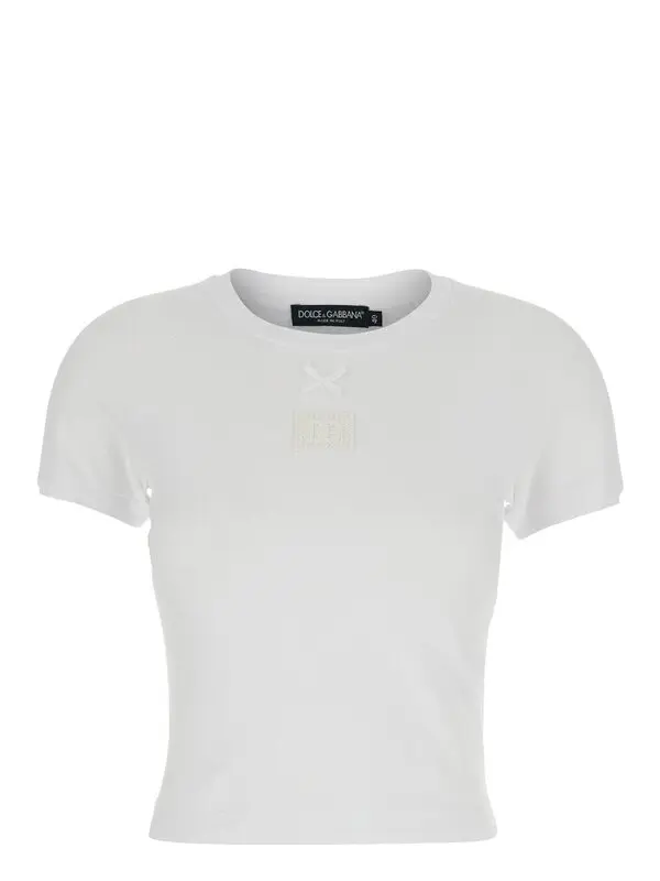 Dolce & Gabbana Cotton Crewneck T-shirt With Bow Detail - Multicolor