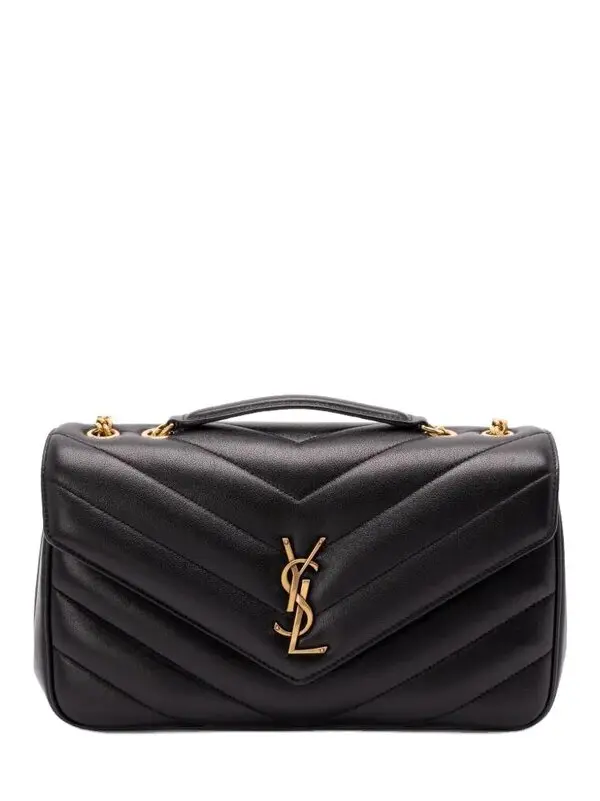 Saint Laurent Matelassé Lambskin Loulou Medium Bag - Black
