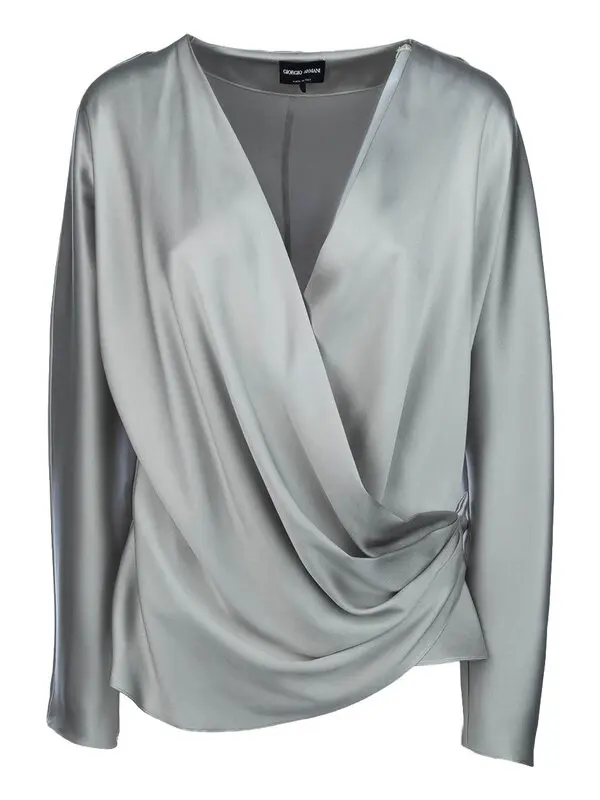 Giorgio Armani Draped V-neck Shirt - Multicolor