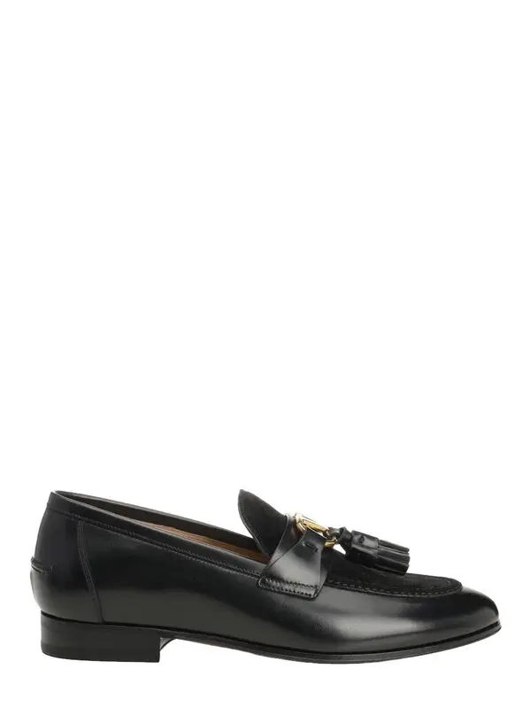 Valentino Garavani Vlogo Leather Loafers With Tassels - Black