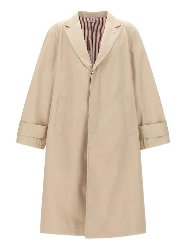 Thom Browne Water Repellent Cotton Trench Coat - Cream