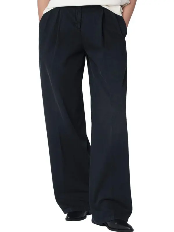 GOLDEN GOOSE Wide-leg Cotton Trousers With Vintage Effect - Black