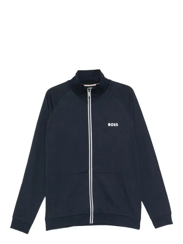 BOSS Navy Cotton Zip-up Sweatshirt - Blue
