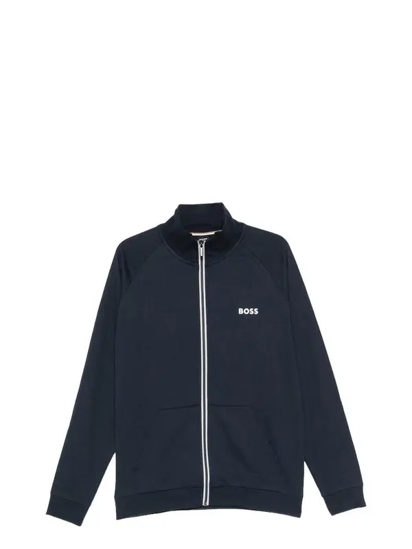 BOSS Navy Cotton Zip-up Sweatshirt - Blue