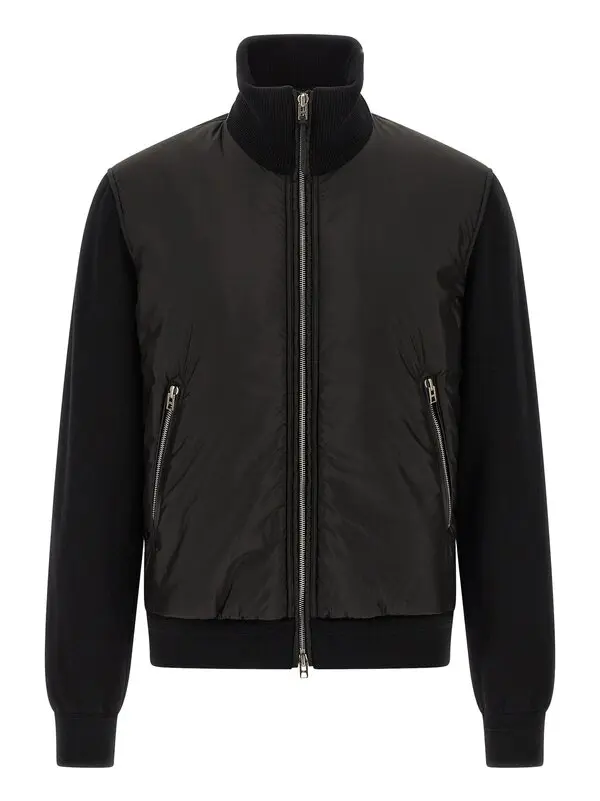 TOM FORD Merino Wool Bomber Jacket With Padded Front - Black
