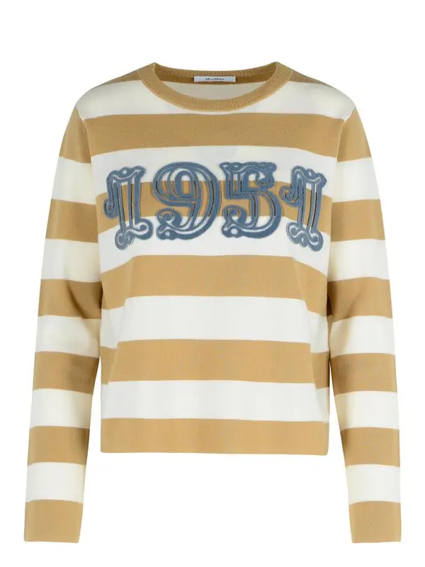 Max Mara Viterbo Striped Virgin Wool Sweater - Cream