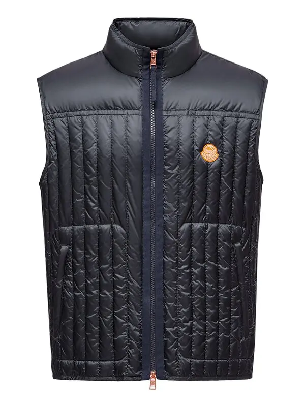 Moncler Quilted Stand Collar Vest - Blue