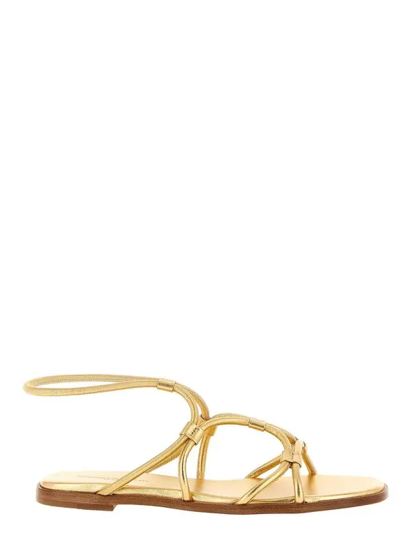 GIANVITO ROSSI G32574" Nappa Leather Ankle Strap Sandals - Gold