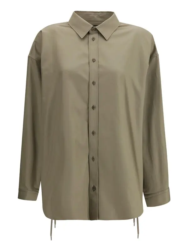 Balenciaga Oversized Lace-up Shirt In Cotton Gabardine - Cream