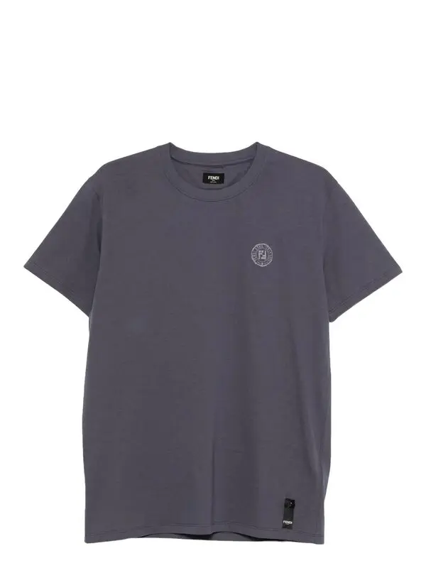 Fendi Ff Postcards Logo Print Cotton T-shirt - Blue