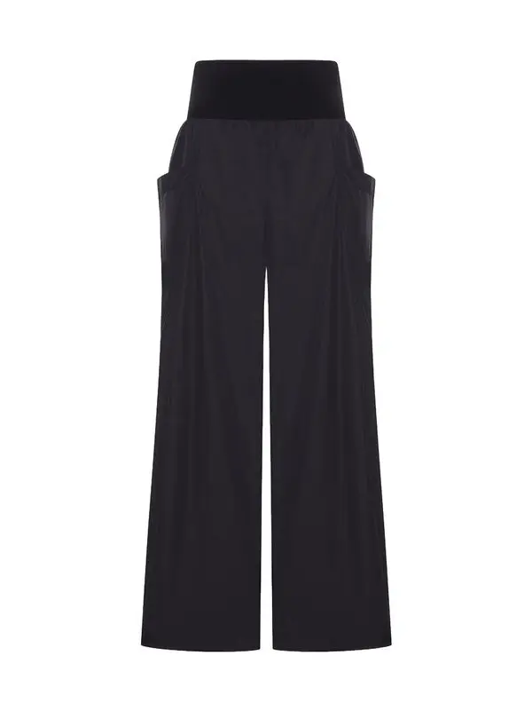 Alaïa Wide Leg Shiny Nylon Pants - Black