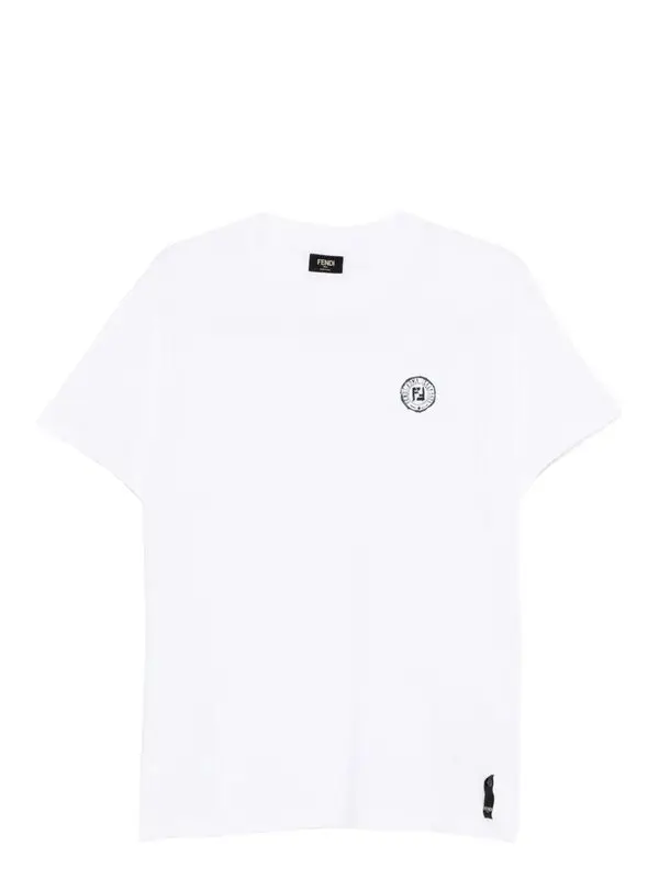 Fendi Ff Postcards Logo Print Cotton T-shirt - White
