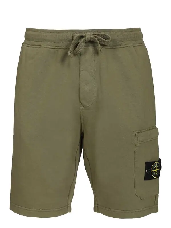 Stone Island Organic Cotton Fleece Bermuda Shorts - Green