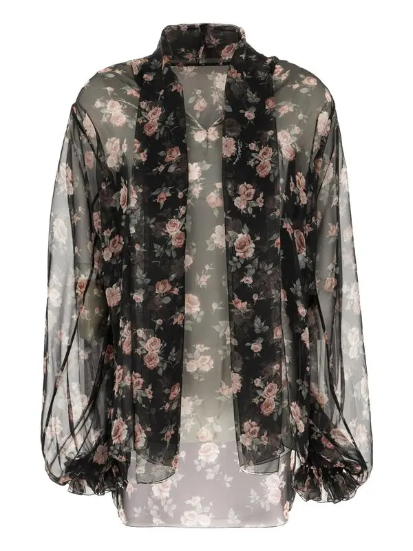 Dolce & Gabbana Floral Print Sheer Blouse - Multicolor