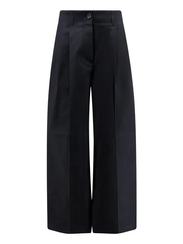 TOTEME Relaxed Cotton Wide-leg Trousers - Black