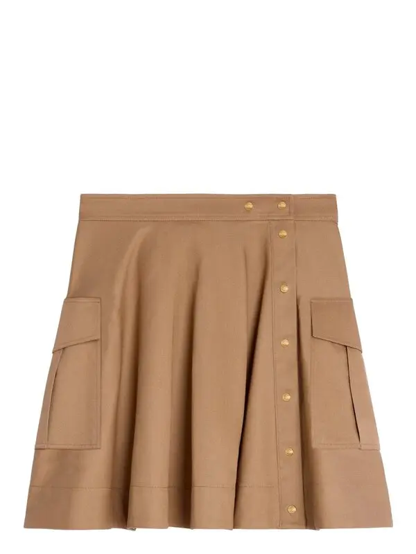 Celine High-waisted Cotton Mini Skirt With Triomphe Button Closure - Multicolor