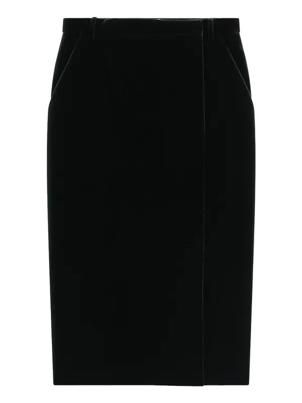 Saint Laurent Velvet Wrap Midi Skirt - Black