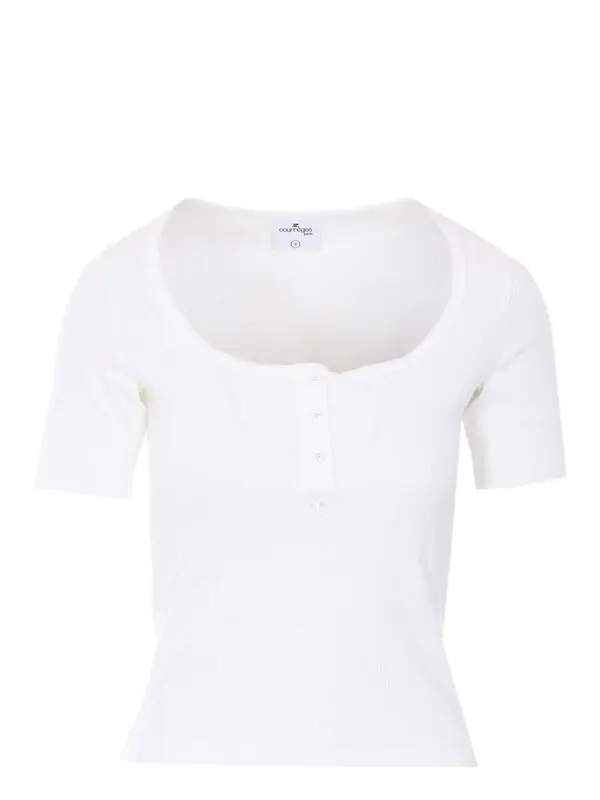 COURREGES Buttoned Short-sleeve Top - White