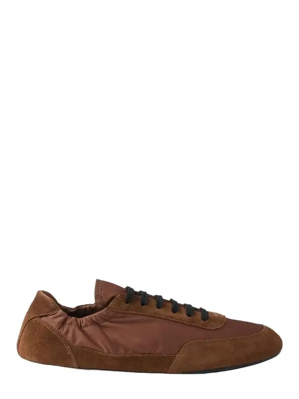 Prada Re-nylon And Suede Collapsible Sneakers - Brown