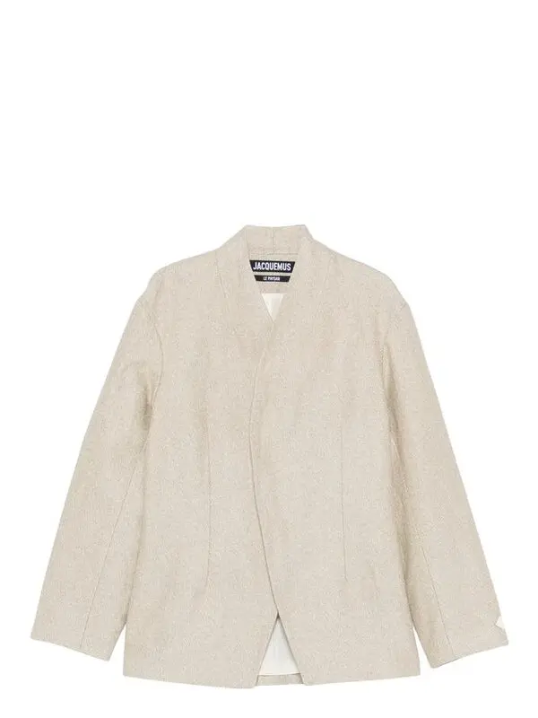 Jacquemus Beige Textured Wrap Jacket - Brown