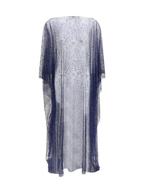 Giorgio Armani Long Tulle And Crystal-embellished Poncho - Blue