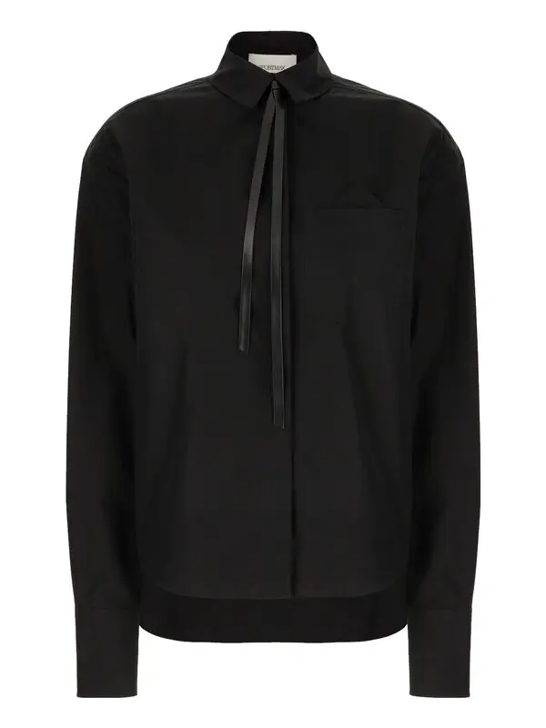 Sportmax Black Button-up Shirt With Tie Detail - Multicolor