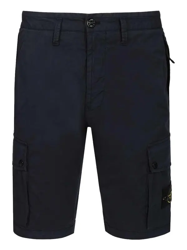 Stone Island Stretch Organic Cotton Twill Cargo Bermuda Shorts - Blue