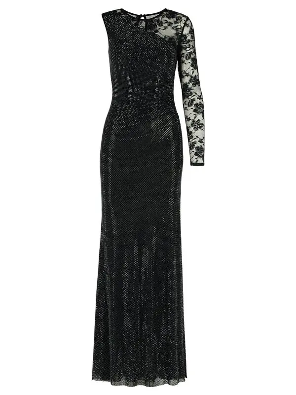 SELF-PORTRAIT Rhinestone Embellished Lace Gown - Black
