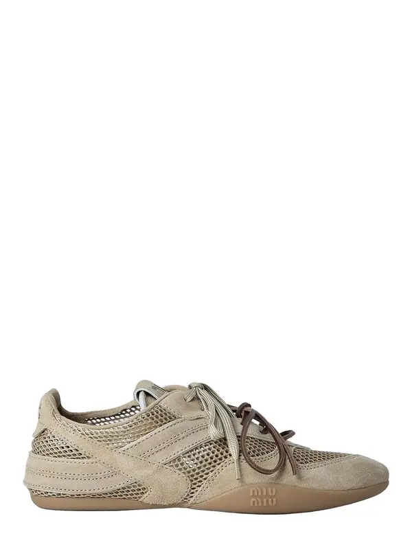 Miu Miu Rope And Suede Lace-up Sneakers - Cream