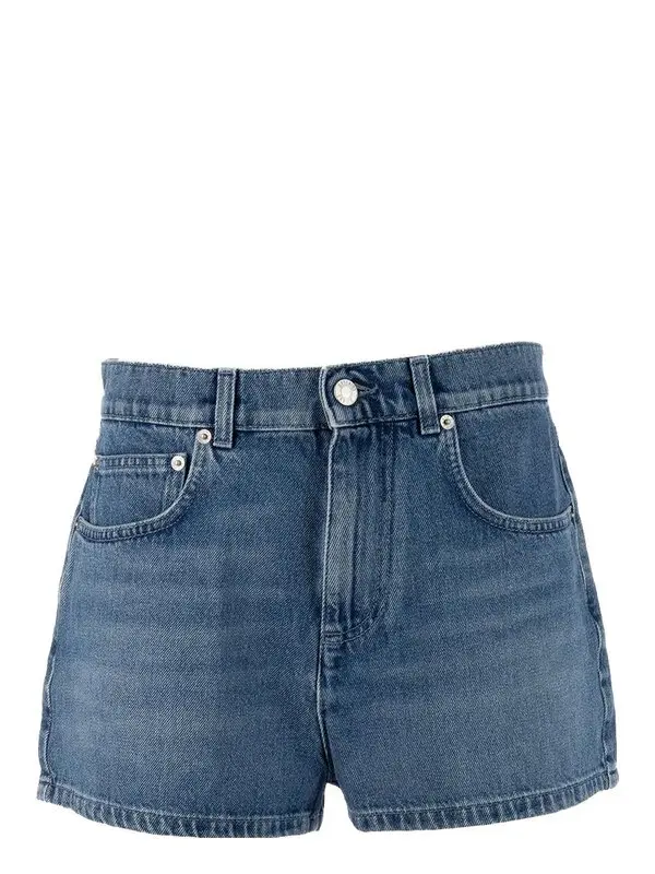 Moschino Denim Shorts With Heart Applique - Multicolor