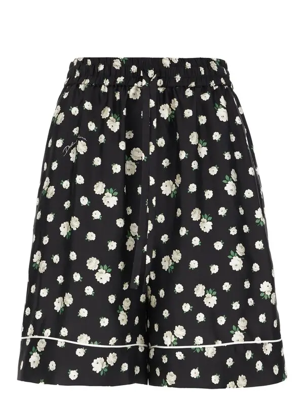 Dolce & Gabbana Black Floral Print Shorts - Multicolor
