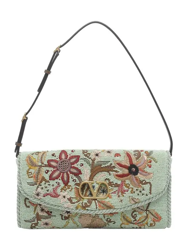 Valentino Garavani Small Embroidered Clutch - Green