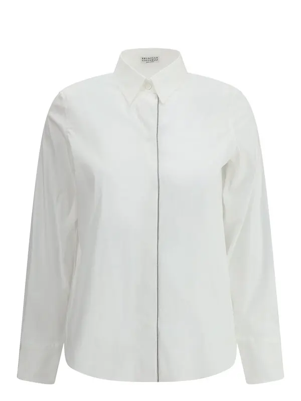 Brunello Cucinelli Embellished Cotton Shirt - White