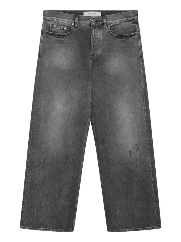 GOLDEN GOOSE Wide Leg Washed Denim Jeans - Gray
