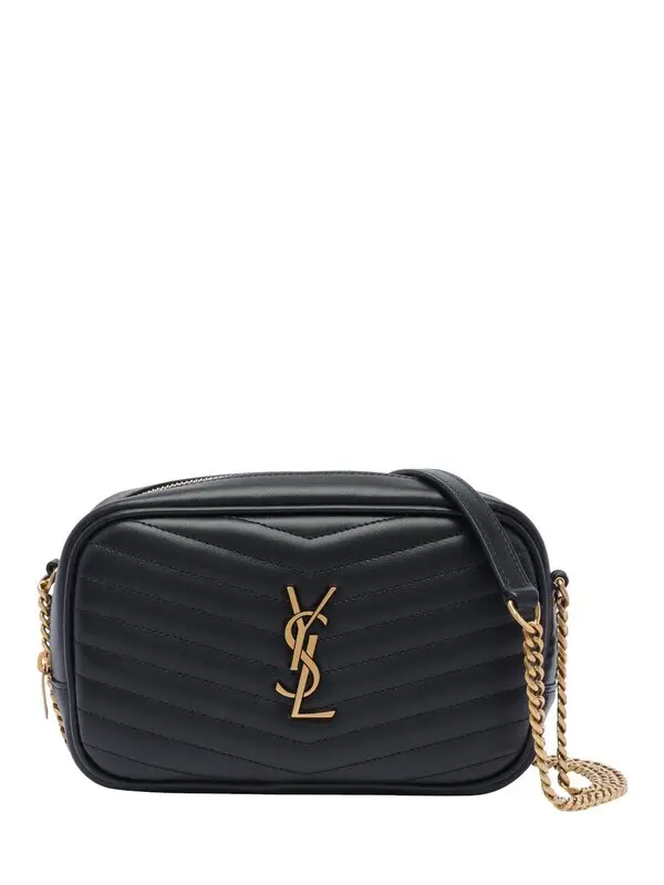 Saint Laurent Mini Lou Monogram Logo Quilted Crossbody Bag - Black