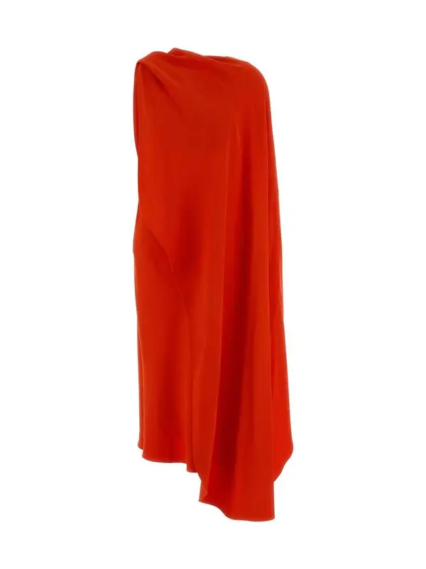 Balenciaga Coral Crepe Long Dress - Red