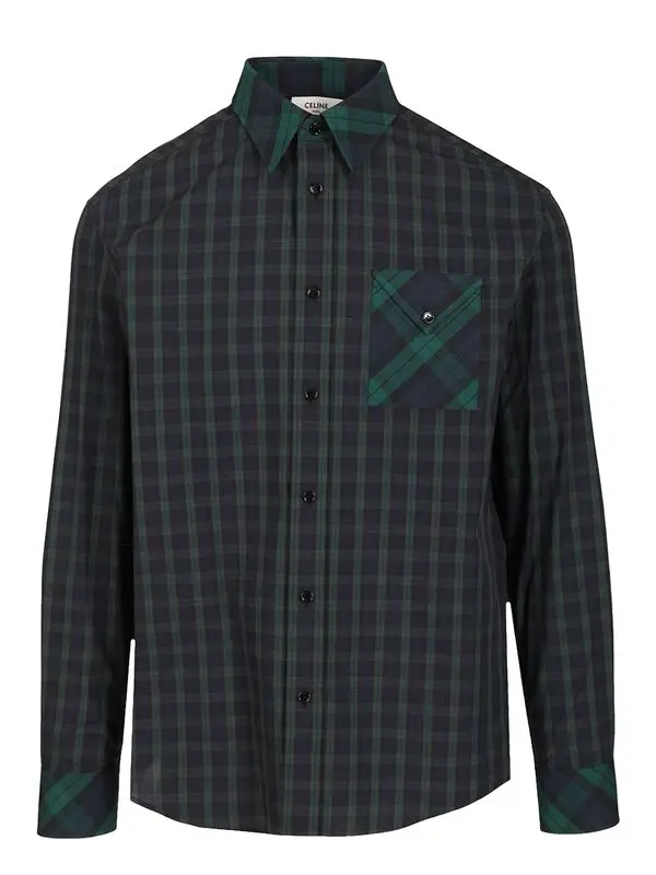 Celine Checked Cotton Shirt - Green